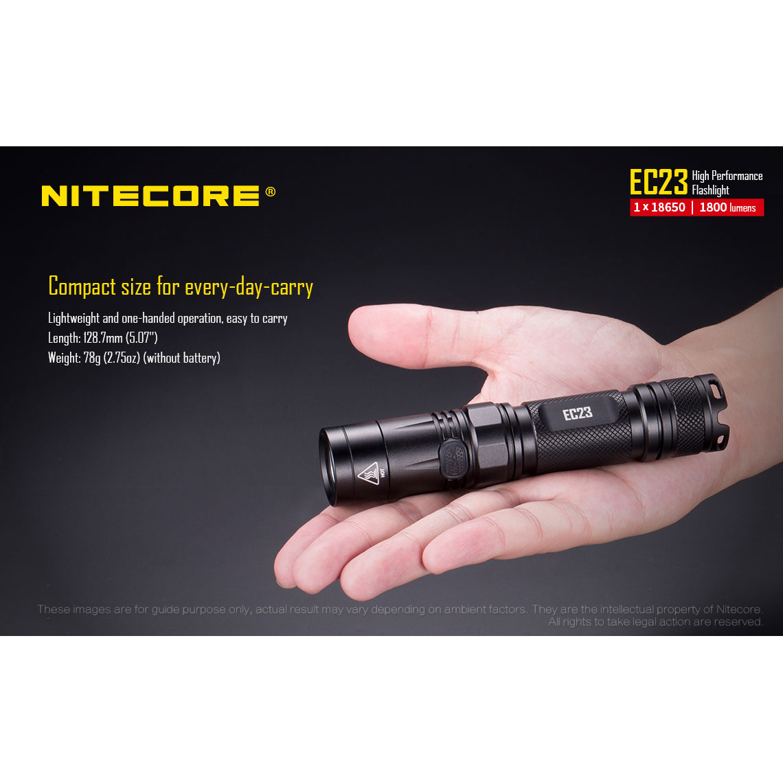 NITECORE Senter LED CREE XHP35 HD E2 1800 Lumens - EC23 - Black ...