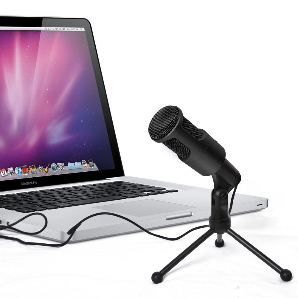 Portable Microphone USB with Stand - SF-960B - Black - JakartaNotebook.com