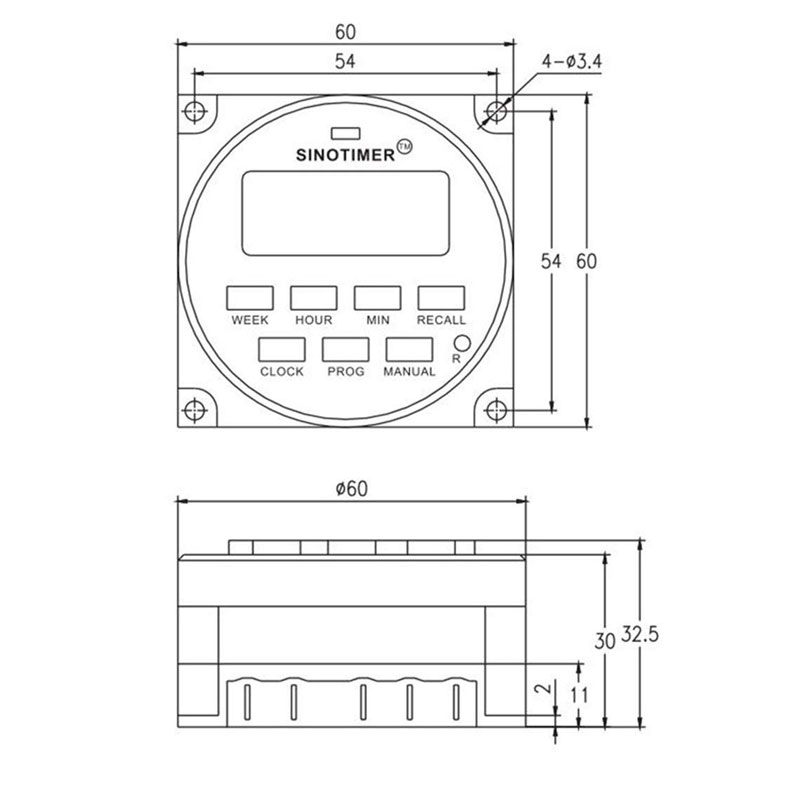 SINOTIMER Programmable Digital Timer Switch Relay 16 Program 220V/16A ...