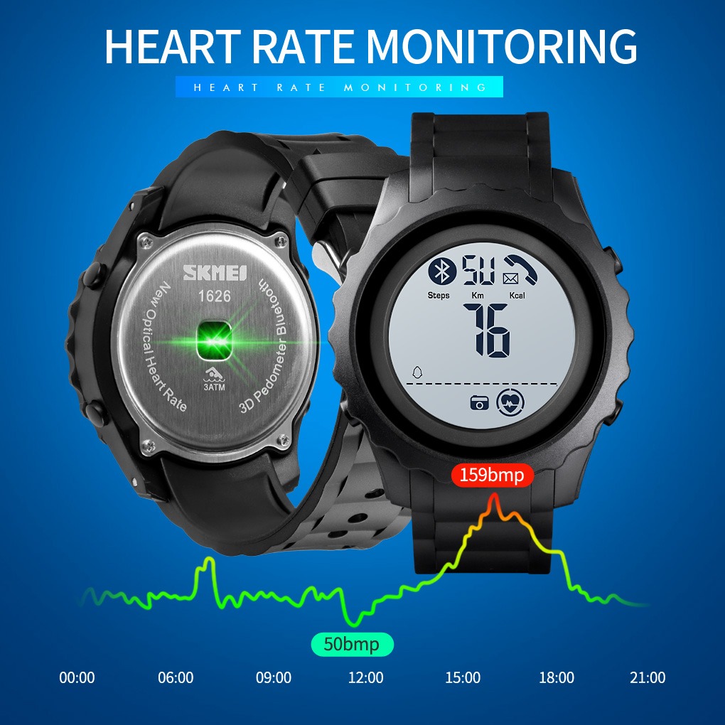 SKMEI Jam Tangan Smartwatch Pria Bluetooth Pedometer Heartrate - 1626 ...
