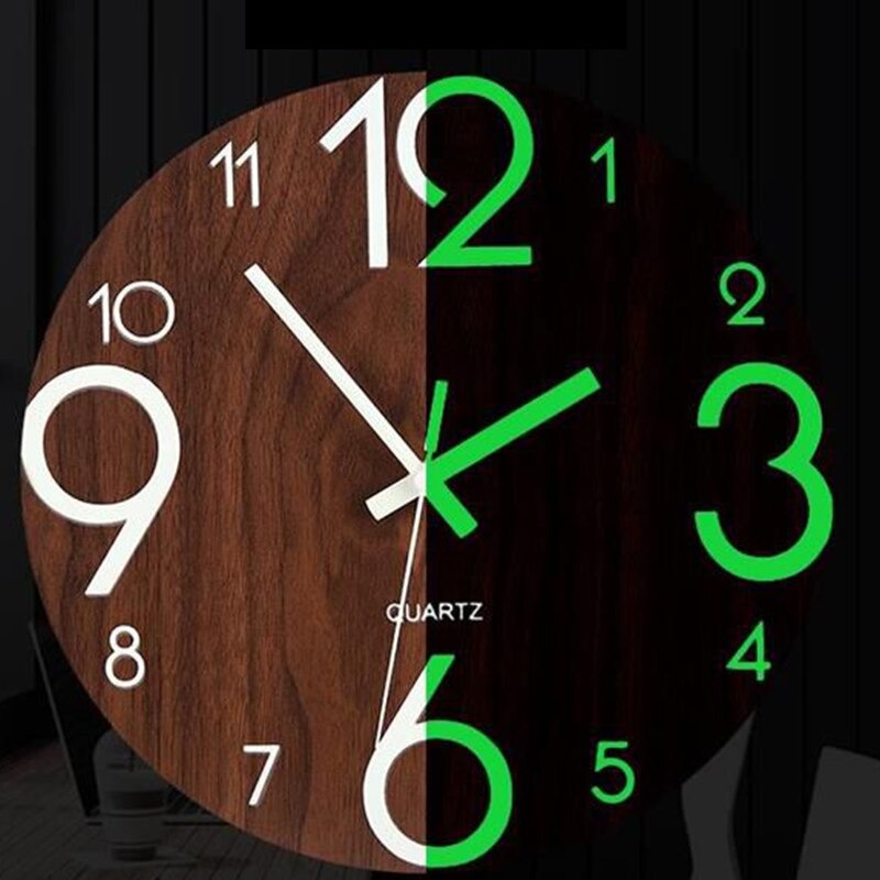 TaffHOME Jam Dinding Bulat Quartz Luminous Glow in The Dark 30CM MDB3 ...