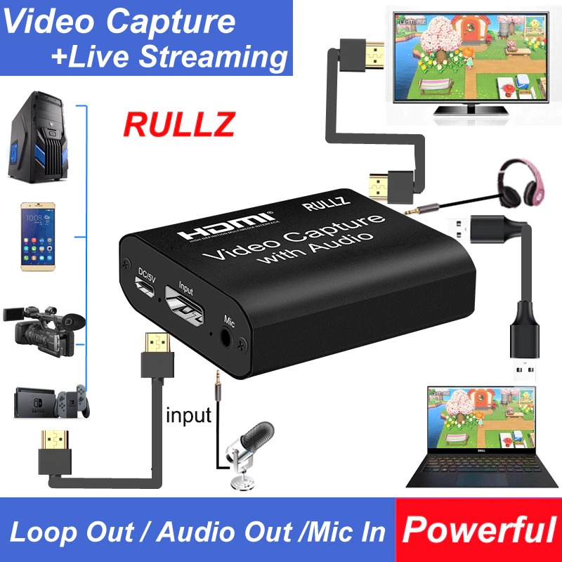RULLZ HDMI Video Capture Card Adapter Grabber Record Box USB 3.0 4K ...