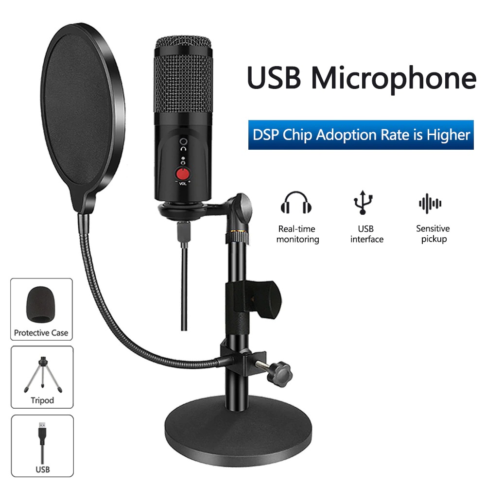 YICHUANG Microphone Condenser USB DJ Live Recording with Stand - MP1S10 ...