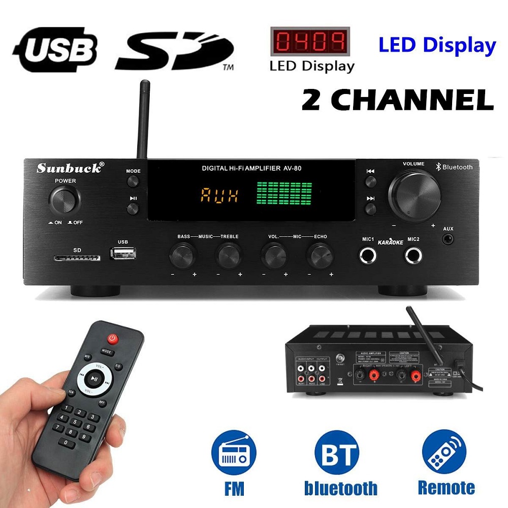 Sunbuck Audio Amplifier Bluetooth EQ Karaoke FM Radio 200W - AV-80 ...