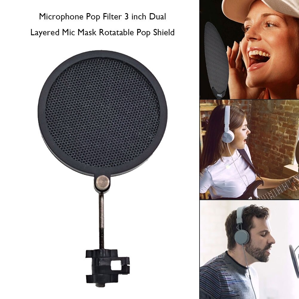 NoIcee Pop Filter Mikrofon Shield Dual Layer Rotatable 3 Inch - PS-2 ...
