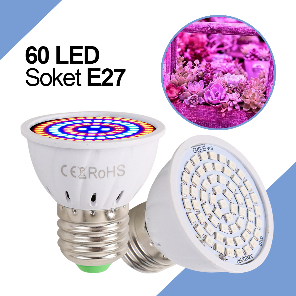 SPSCL Lampu Tanaman Grow Light LED Hidroponik 2 Color Spectrum E27 ...