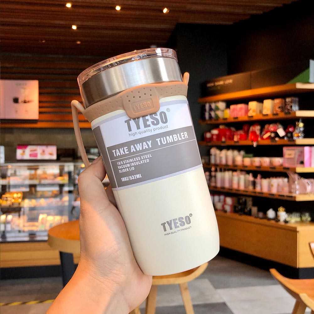 TYESO Botol Minum Mug Tumbler Thermos Stainless Steel 600 ml - TS-8726 - White - JakartaNotebook.com