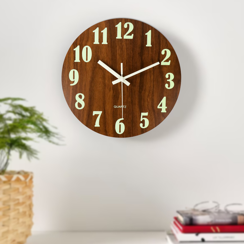 TaffHOME Jam Dinding Bulat Quartz Luminous Glow in The Dark 30CM MDB1 ...
