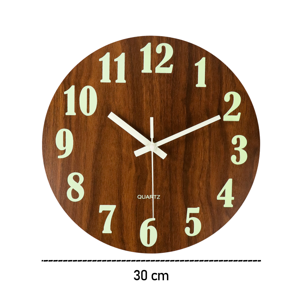 TaffHOME Jam Dinding Bulat Quartz Luminous Glow in The Dark 30CM MDB1 ...