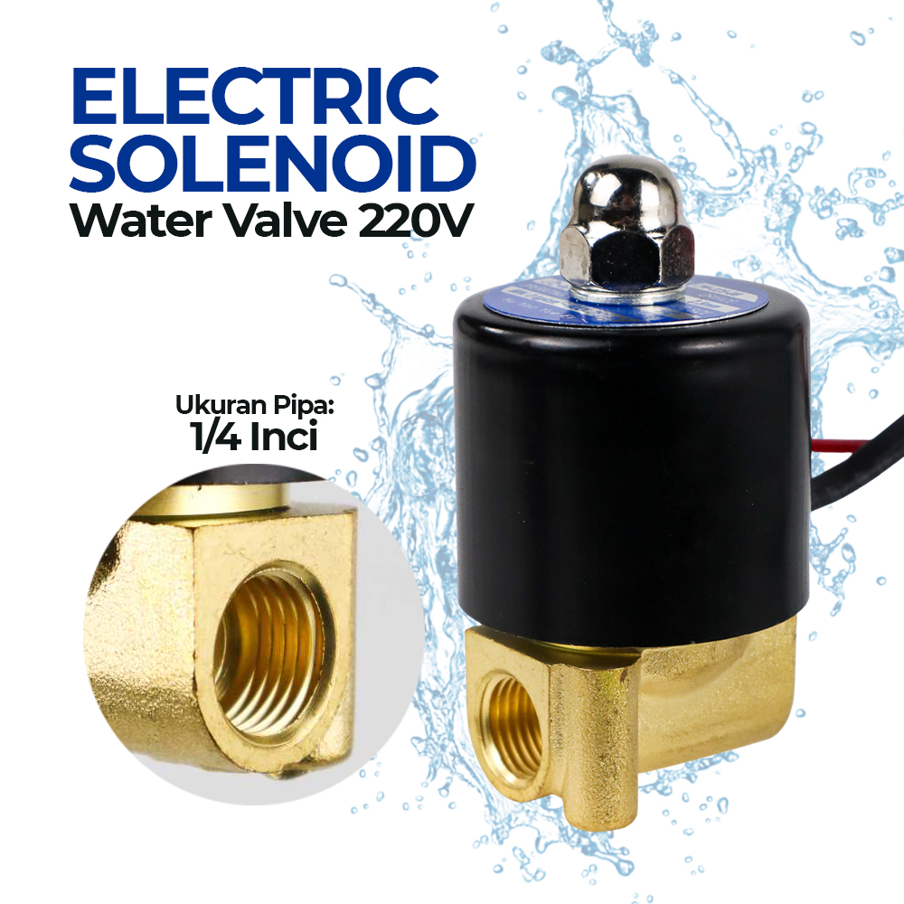 Geerte Electric Solenoid Water Valve 220V 2 Point 1/4 Inch - 2W-025-08 ...