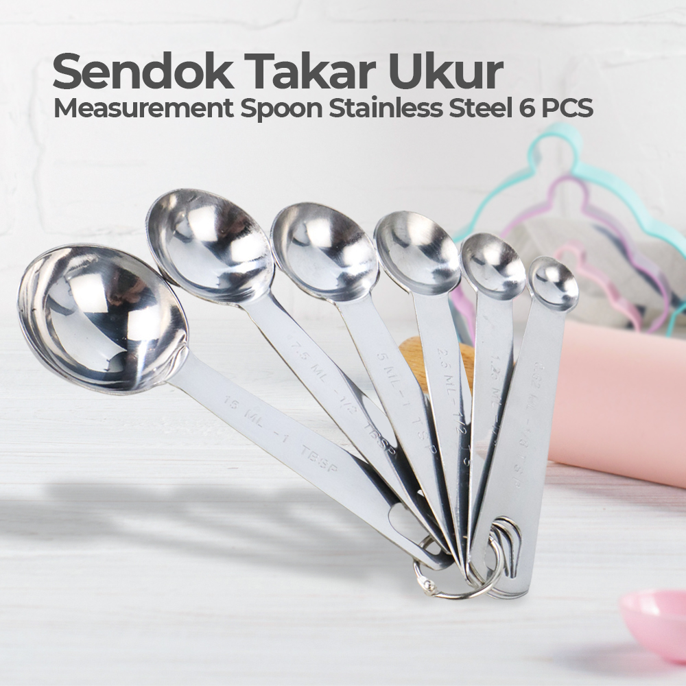HOOMIN Sendok Takar Ukur Measurement Spoon Stainless Steel 6 PCS