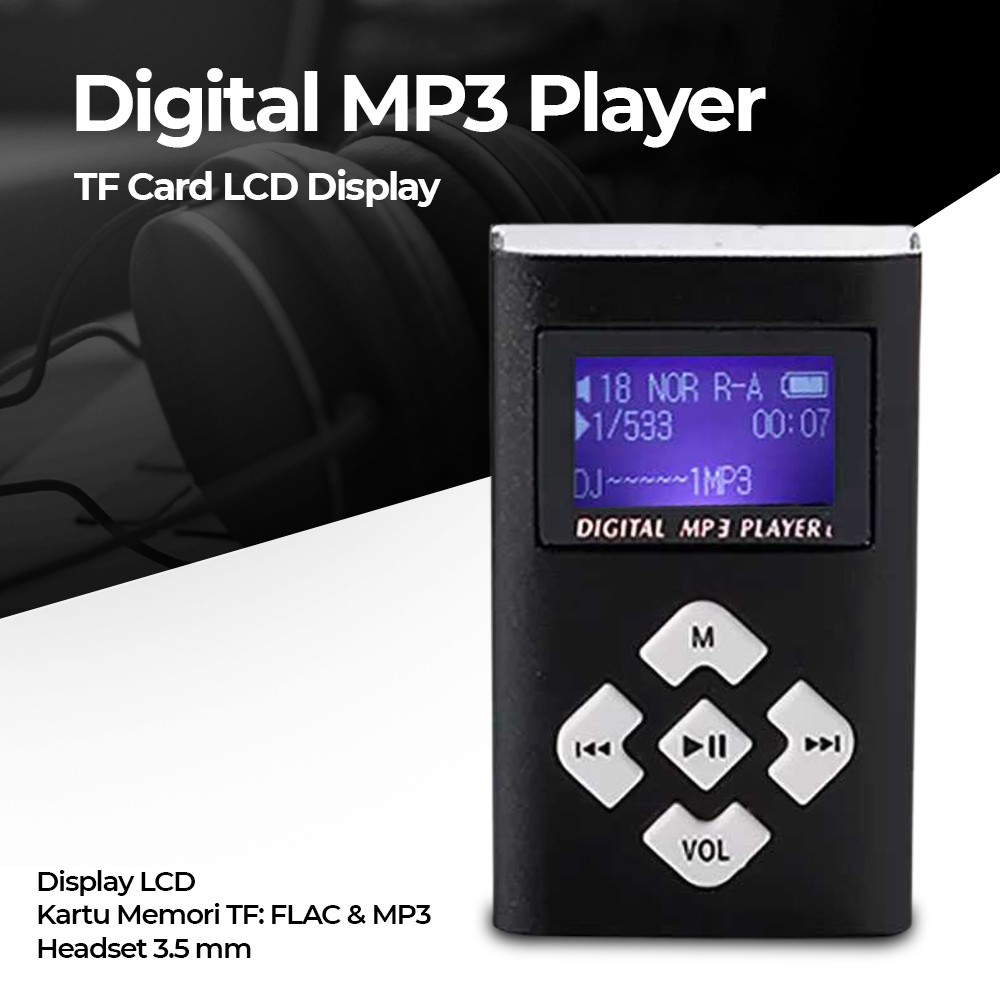 Overmal Digital MP3 Player MicroSD LCD Display - ZC11 - Black ...