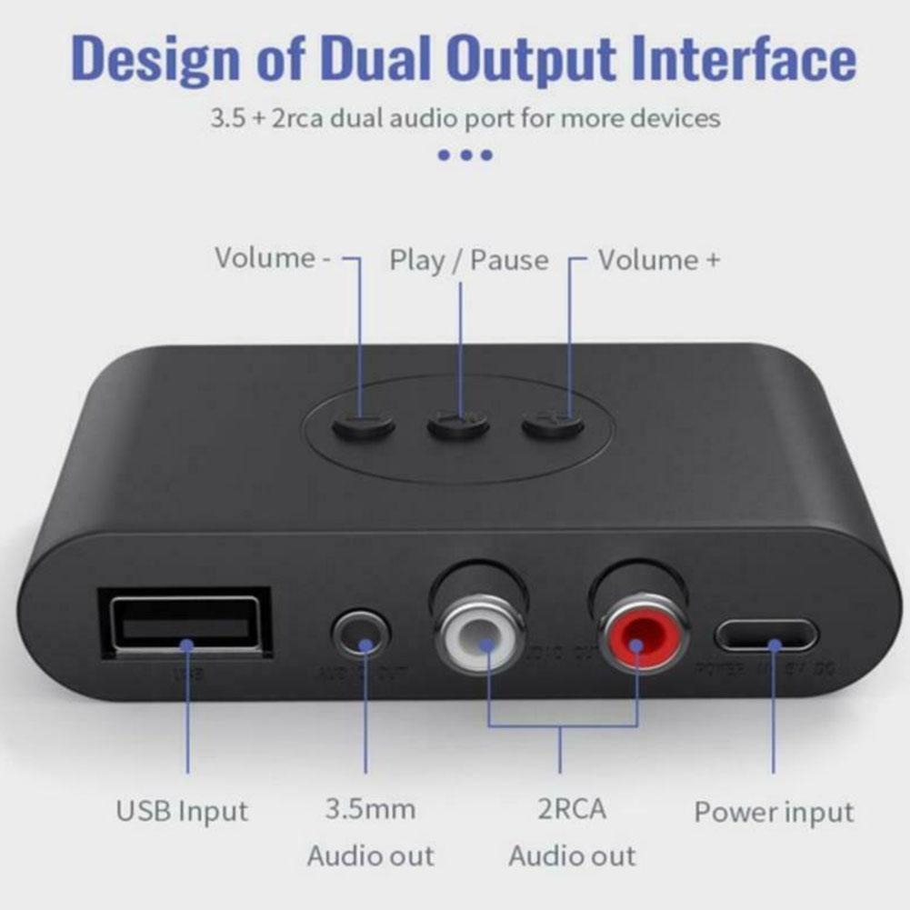 VIKEFON Audio Receiver Bluetooth 5.2 Adaptor RCA U Disk AUX 3.5 mm ...