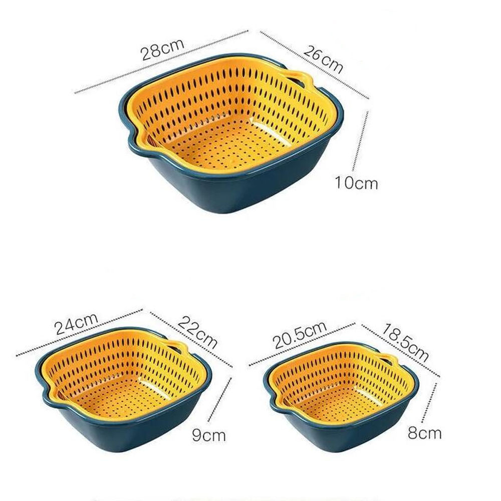 MACROUPTA Baskom Saringan Cuci Buah Sayuran Double Layer 3 PCS - DP151 ...