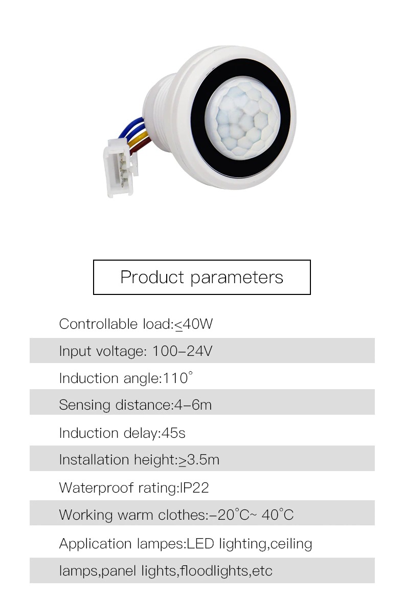 ABAY Sensor Lampu LED PIR Infrared Motion Adjustable Induction - AB1 ...