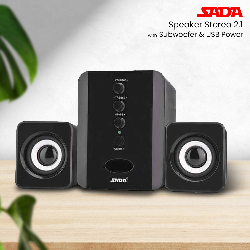 SADA Active Speaker Stereo 2.1 with Subwoofer & USB Power - D-202 ...