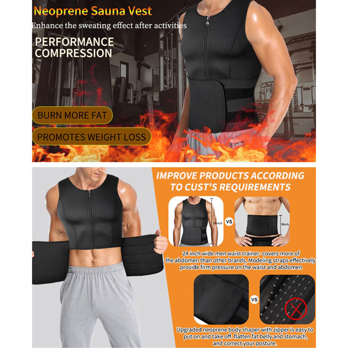 TaffSPORT Korset Pembentuk Badan Pria Shaper Corset Vest Single Velcro ...