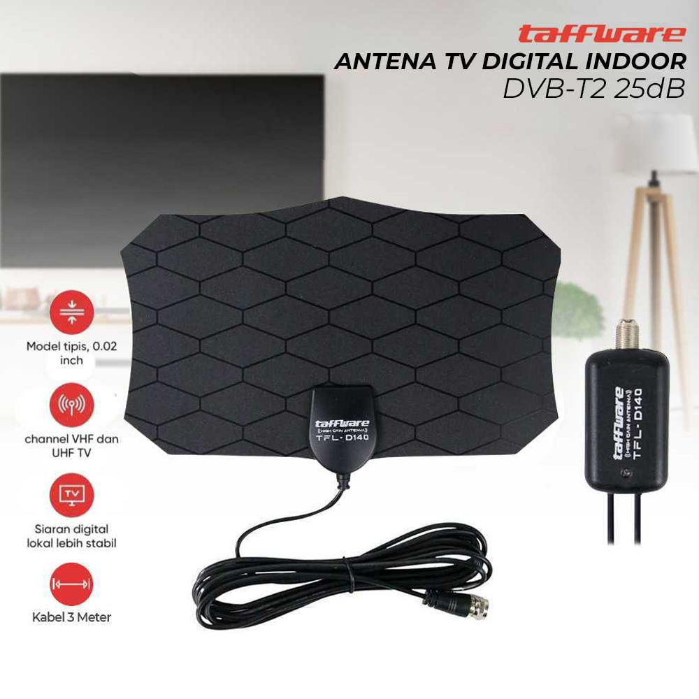 Taffware Antena TV Digital Indoor DVB-T2 25dB with Signal Booster - TFL ...