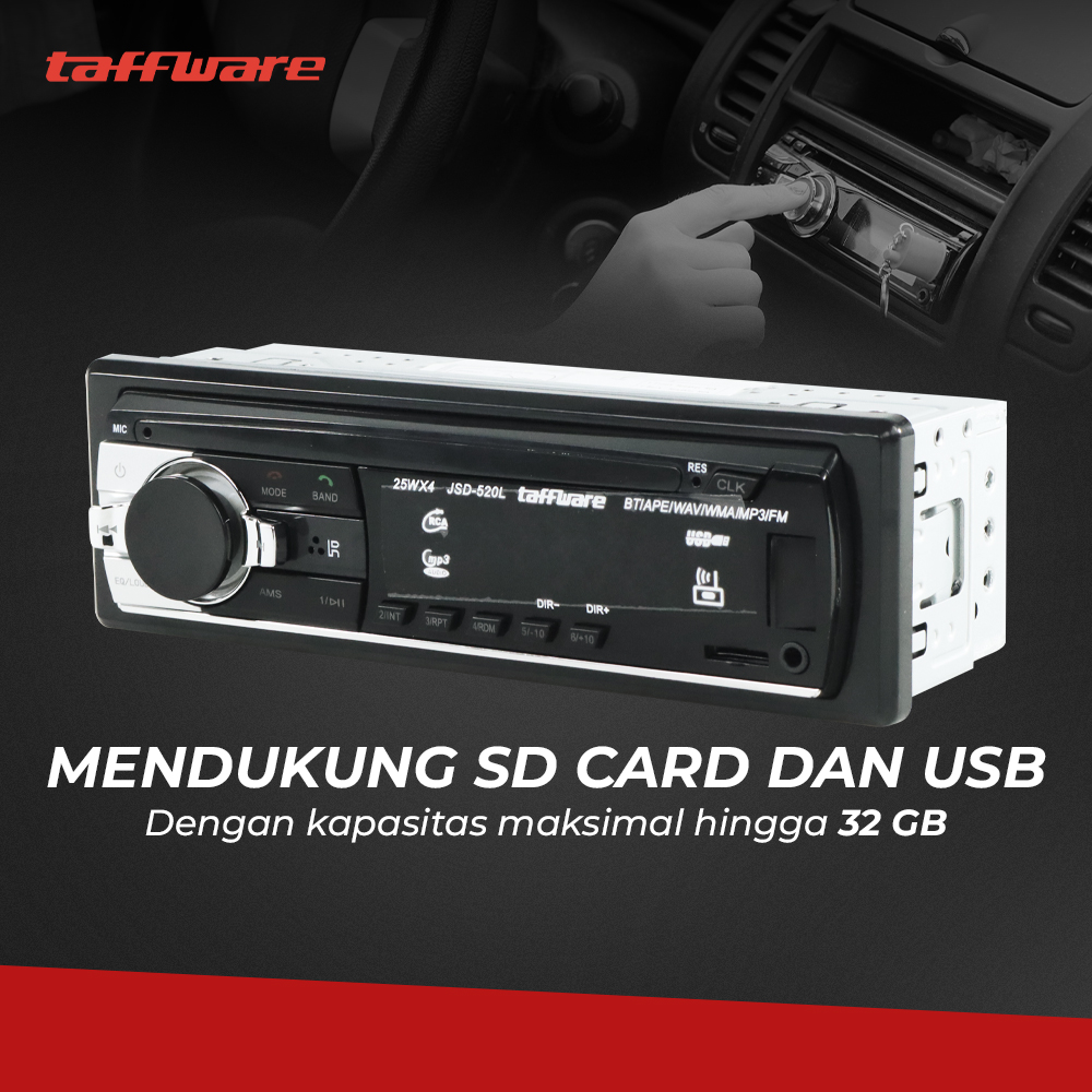 Taffware Tape Mobil Audio Multifungsi Bluetooth MP3 FM Radio - JSD-520L ...