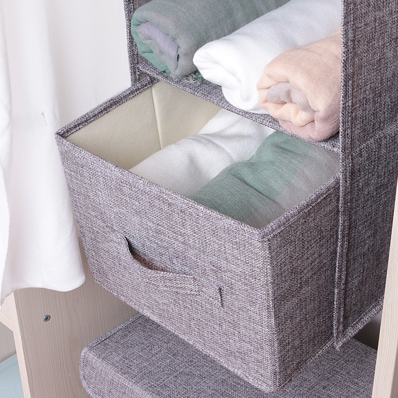 GMZY Rak Gantung Kain Lemari Baju Shelf Closet Wardrobe Storage Box 4 ...