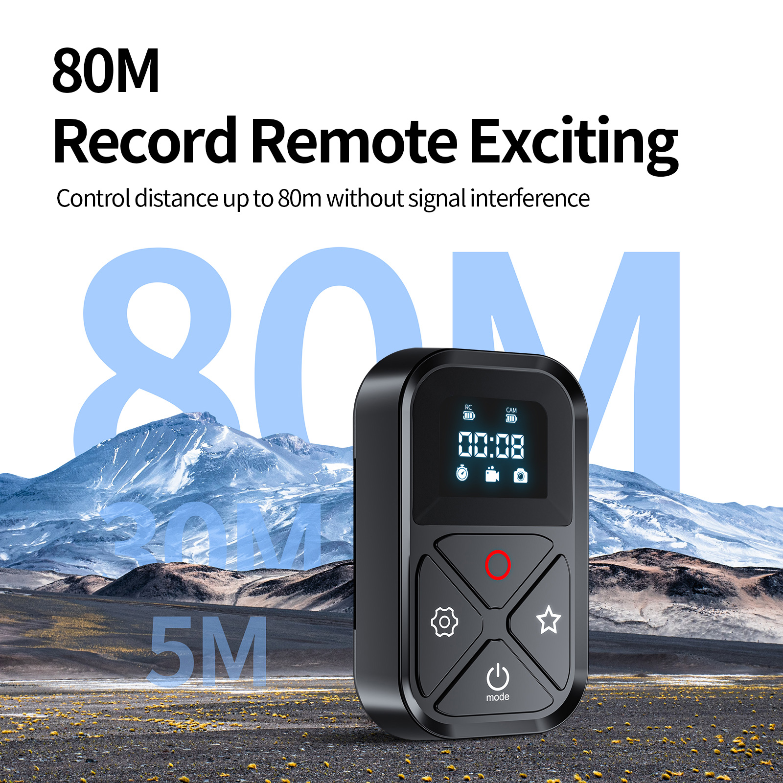 TELESIN Smart Wireless Remote Control Bluetooth LED Display for GoPro ...