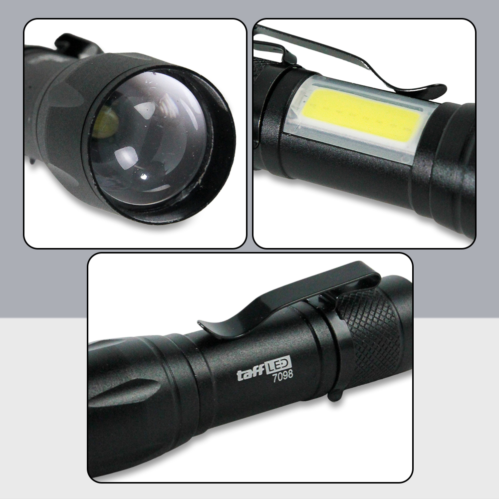 TaffLED Senter LED Mini Rechargeable Q5 dan COB 300 Lumens - 7098 ...