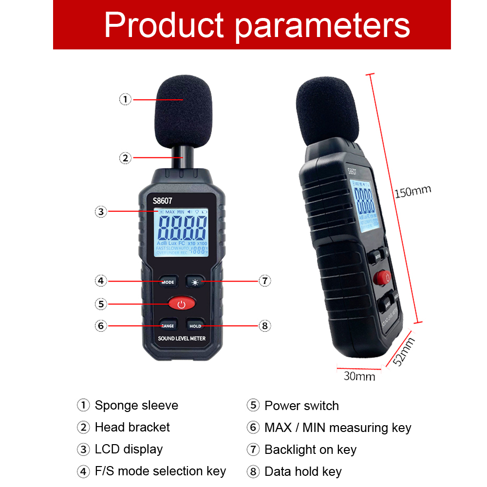 URNIS Sound Noise Level Meter Digital Alat Pengukur Suara 30-130dB ...