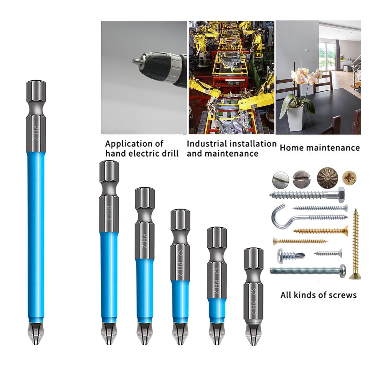 AUTOTOOL Set Mata Obeng Plus Philips Drill Bits Magnetic PH2 6 PCS ...