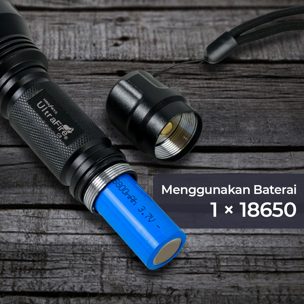 UltraFire Senter LED Flashlight XML-T6 4000 Lumens Charger dan Baterai ...