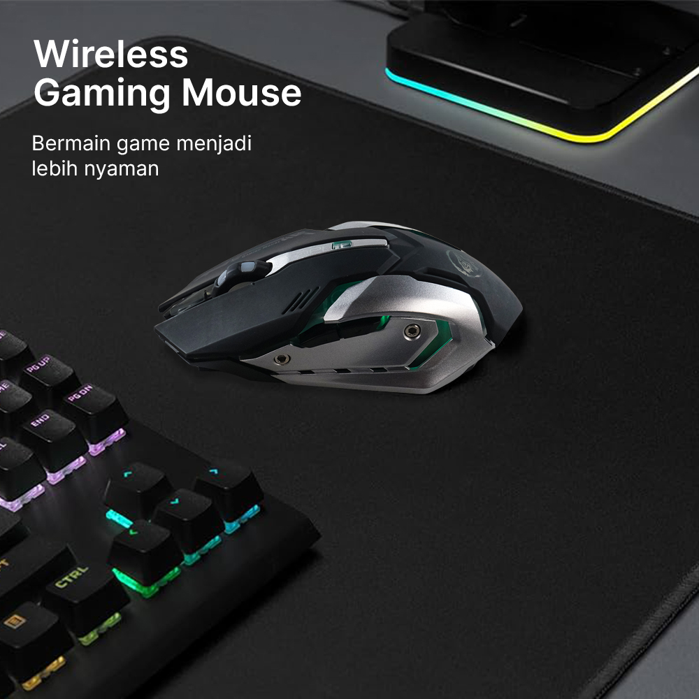 AZZOR Wireless Gaming Mouse RGB 7 Color 2000 DPI Rechargeable - D9 ...