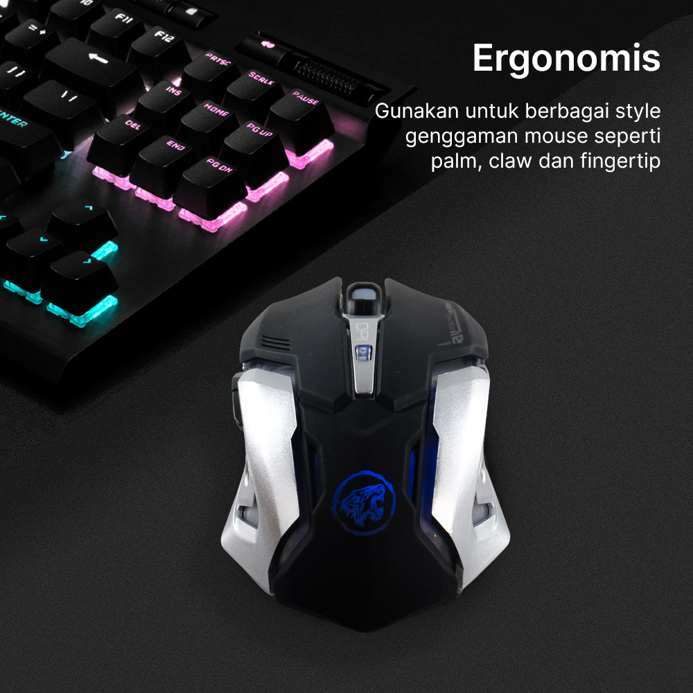 AZZOR Wireless Gaming Mouse RGB 7 Color 2000 DPI Rechargeable - D9 ...