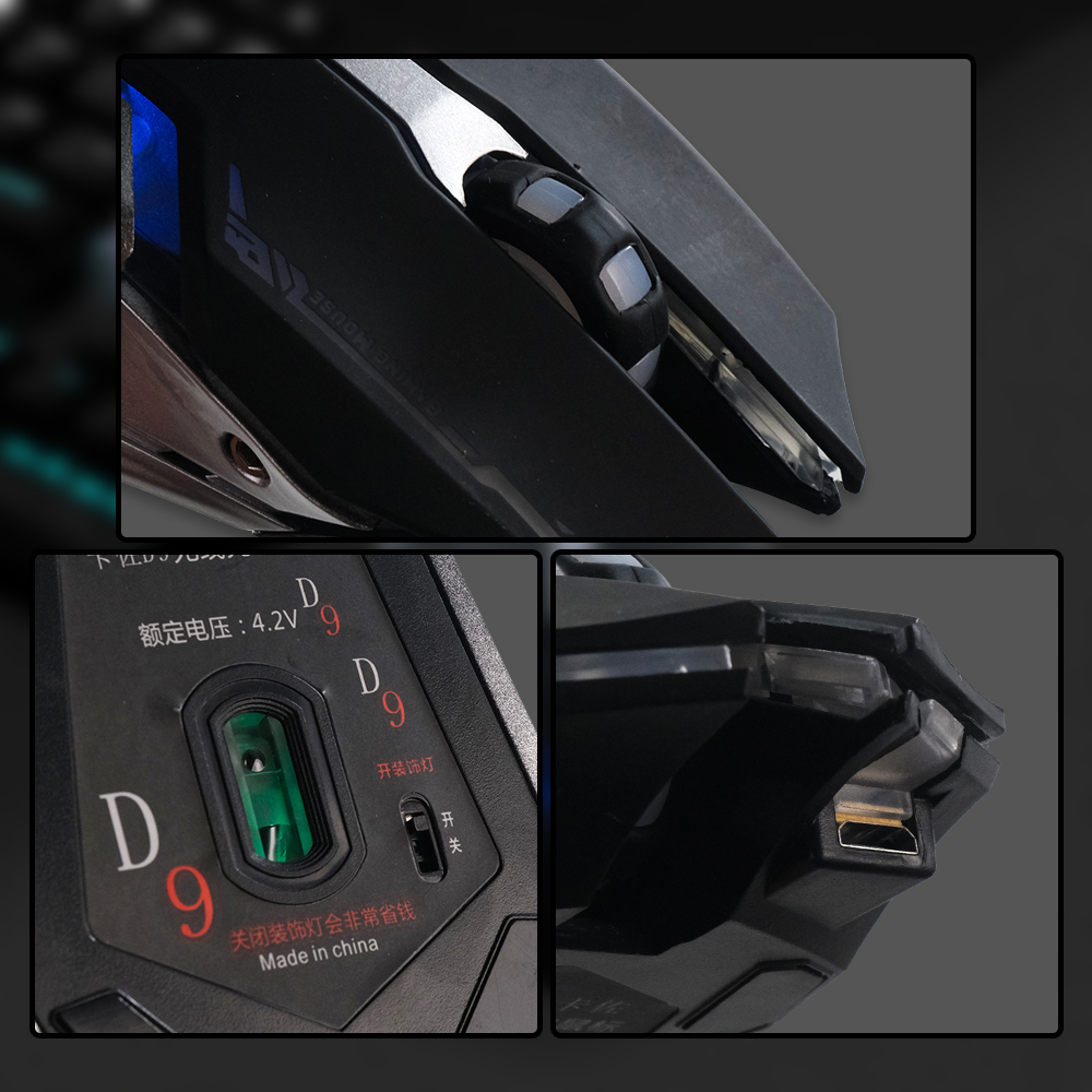 AZZOR Wireless Gaming Mouse RGB 7 Color 2000 DPI Rechargeable - D9 ...