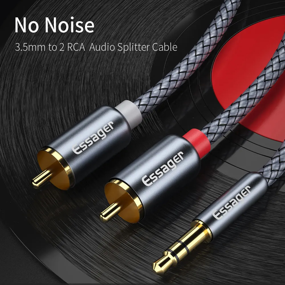 ESSAGER Kabel Audio Jack 3.5mm to 2 RCA Adapter Splitter HiFi 2M ...