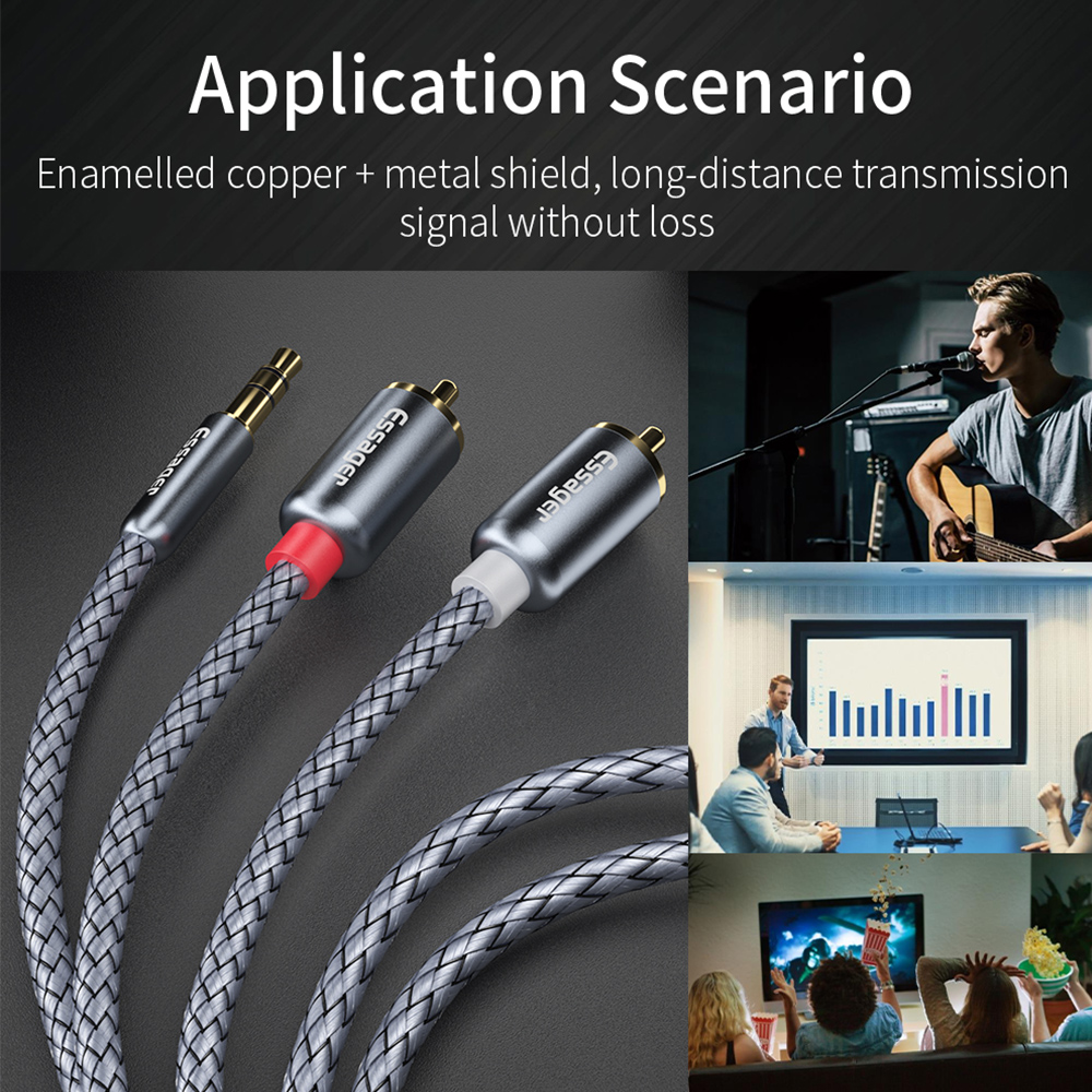 ESSAGER Kabel Audio Jack 3.5mm to 2 RCA Adapter Splitter HiFi 2M ...