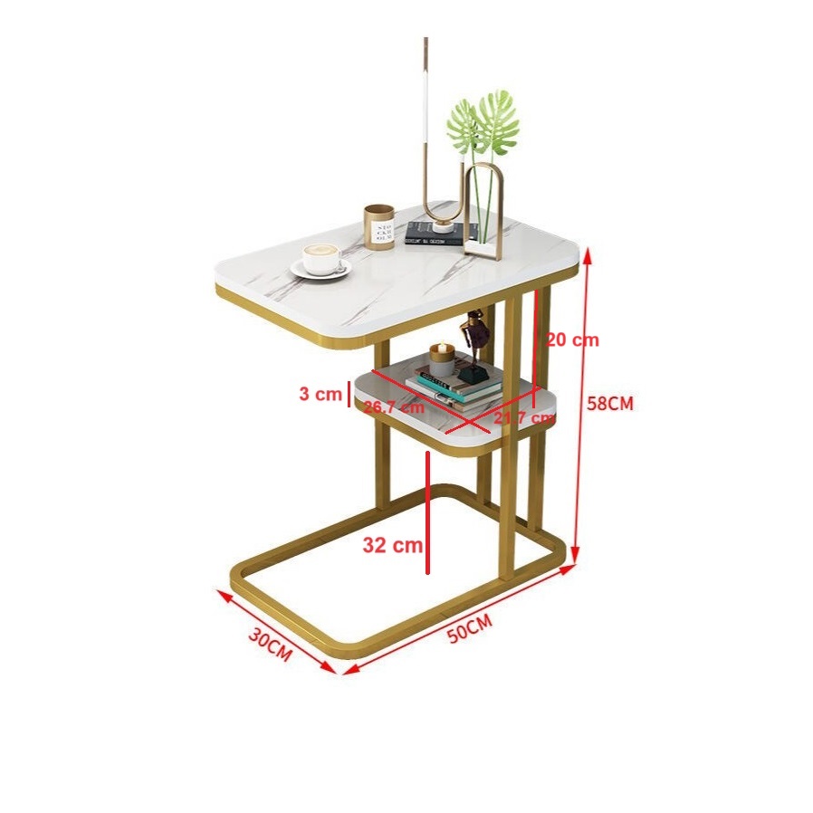 Geja Meja Sofa Side Table Marbel European Style Double Layer - H81 ...