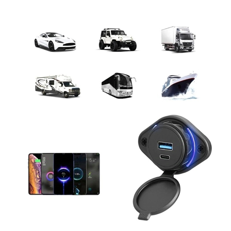 LEEPEE Charger Mobil Dual Port USB Type C PD Type A QC 3.0 5V 3.1A - EL ...