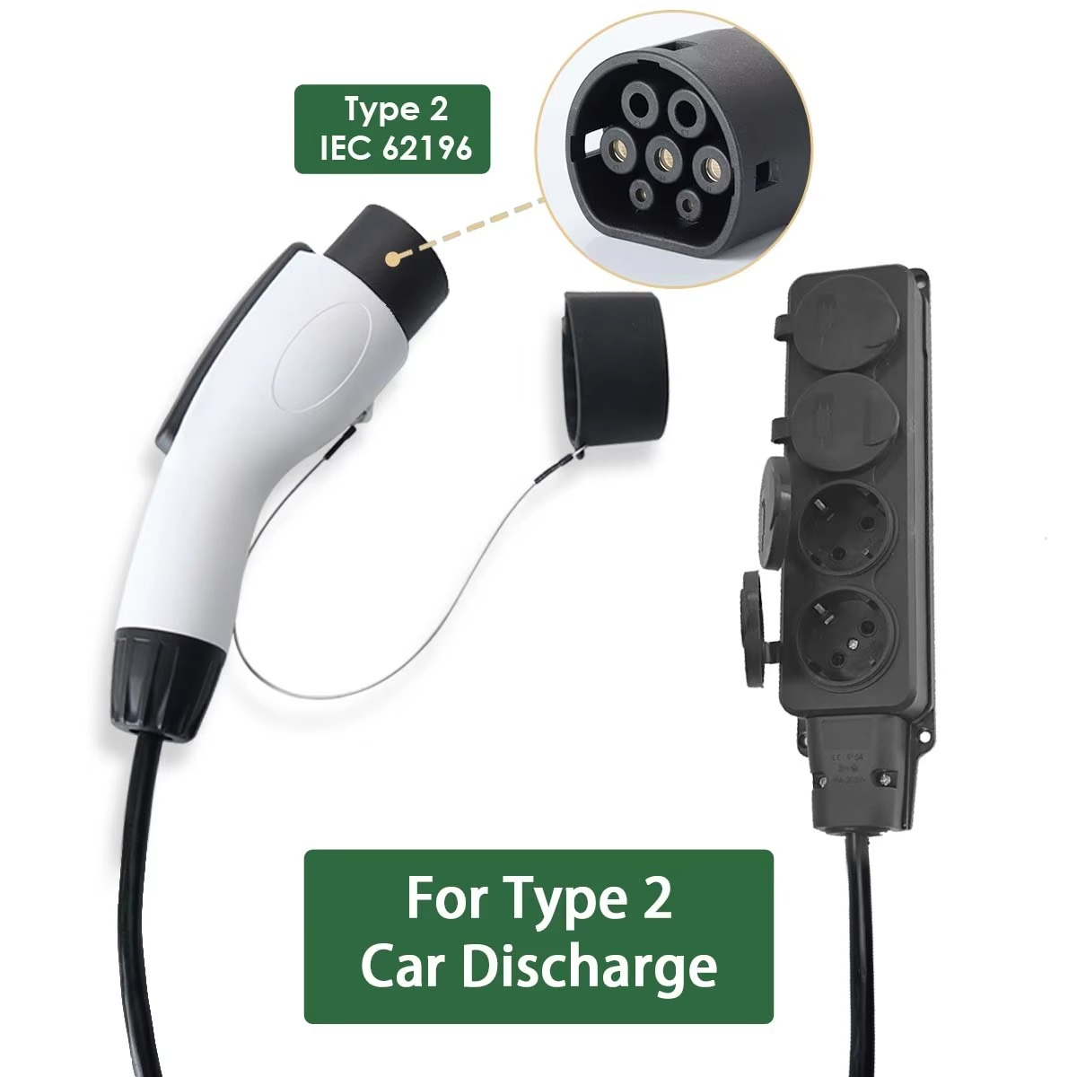 EVOLADO Adaptor V2L Mobil Listrik Type 2 to EU Socket 3.5kW 16A 220V ...