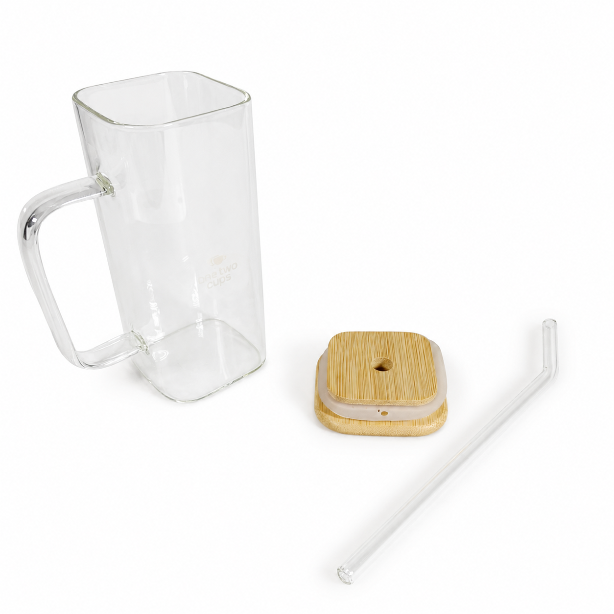 One Two Cups Cangkir Kopi Kaca Tahan Panas Sedotan Aesthetic Mug 350ml ...
