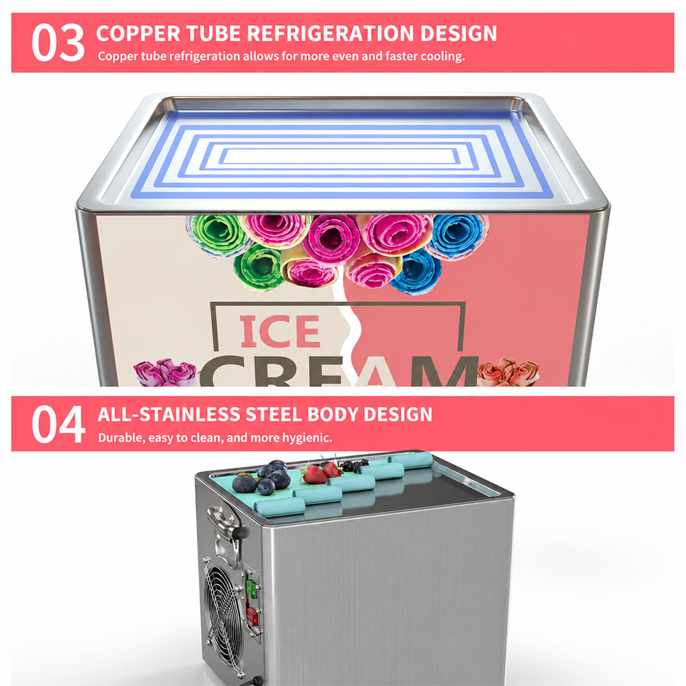 XEO Ice Cream Roll Maker Alat Pembuat Es Krim Roll Gulung 330 W - ZB ...