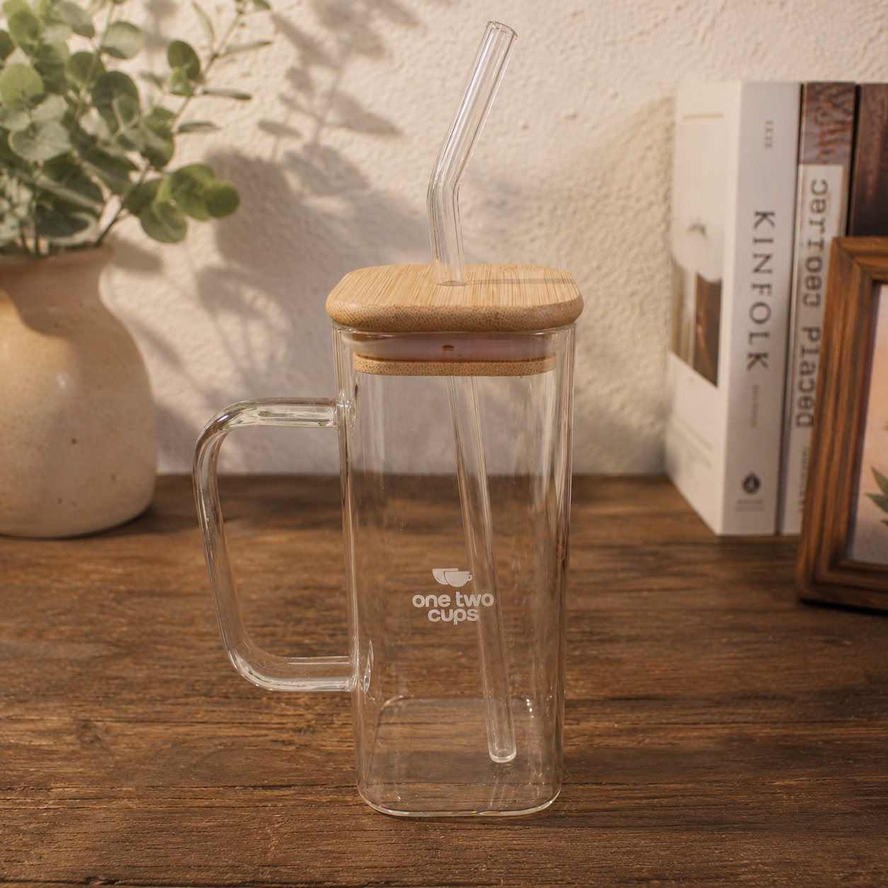 One Two Cups Cangkir Kopi Kaca Tahan Panas Sedotan Aesthetic Mug 350ml ...
