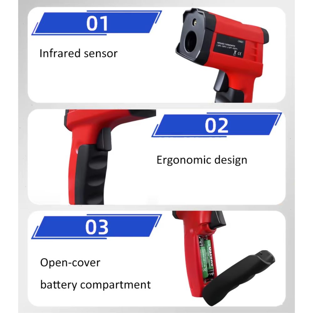 Anseny Termometer Industrial Digital Thermogun Infrared Dual Color LCD ...