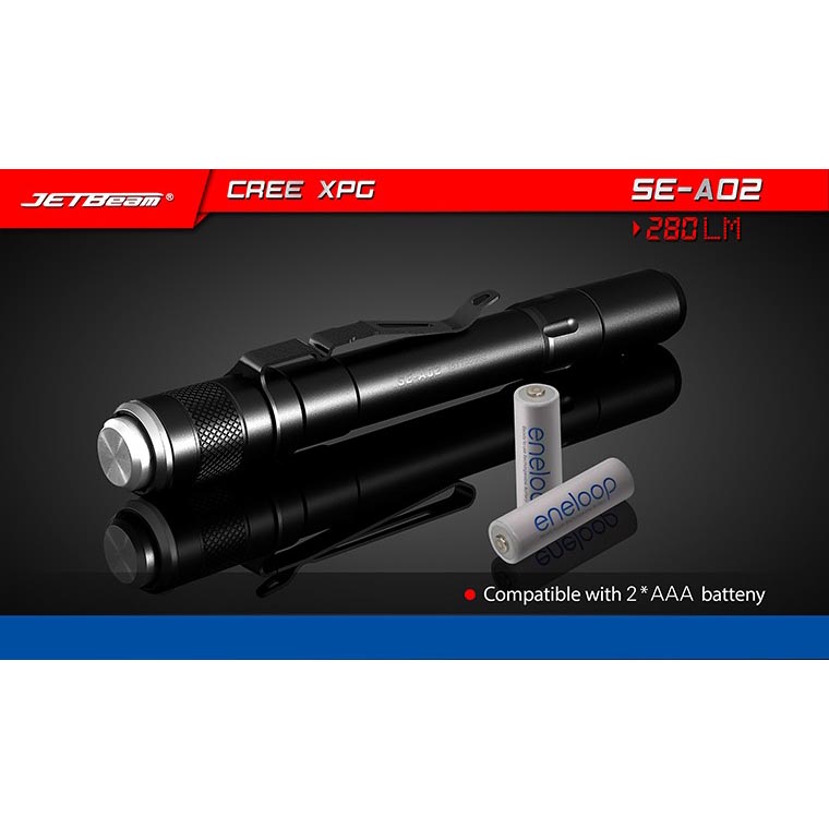 JETBeam Senter Tiny Pen LED CREE XP-G3 280 Lumens - SE-A02 - Black ...