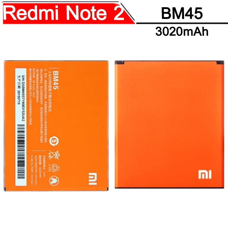 Baterai Xiaomi Redmi Note 2 3020mAh - BM45 (Replika 1:1) - Orange